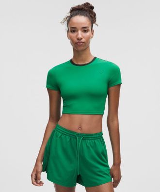 lululemon T-Shirt court à brassière intégrée coupe ajustée Maintien léger, bonnets B/C pour Femmes - Vert - Taille 2XS