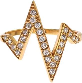 Nialaya Femme, Accessoires, Jaune, Taille: 47 MM Bague glamour plaqu&eacute;e or avec cristaux CZ