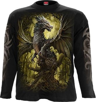 Spiral Oak Dragon M&auml;nner Langarmshirt schwarz XXL 100% Baumwolle Basics, Drachen, Horror, Rockwear