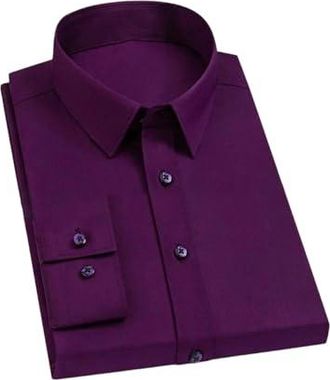Generic Chemise &eacute;lastique &agrave; manches longues pour homme, coupe ajust&eacute;e, couleur unie, pour le bureau, Jd-3026, 5XL
