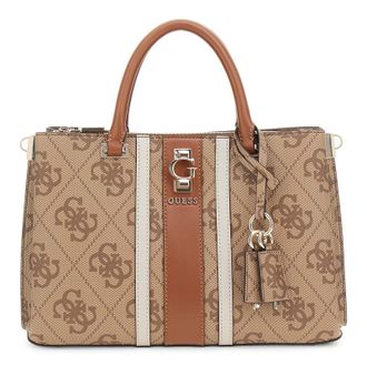 Guess Handtasche Umhängetasche Erenia Girlfriend Satchel Latte Logo hellbraun