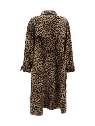 Ella Womens Batwing Sleeve Trench Coat Animalier Cotton; Elastane