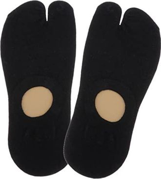 Hellery Paire de Chaussettes Tabi Japonaise Unisexe en Coton Doux et Respirant pour Sabot Tong Kimono en &eacute;t&eacute; - Noir, comme d&eacute;crit