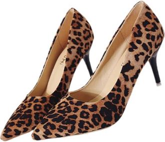Yardwe Escarpins L&eacute;opard pour Femmes &agrave; Talons Hauts de Taille 37 Chaussures &agrave; Talons Simples en Cuir Imprim&eacute; L&eacute;opard &Eacute;l&eacute;gantes pour F&ecirc;tes Mariages et Occasio