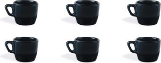 Excelsa Eclipse Set mit 6 schwarzen Kaffeetassen, Keramik, Fassungsverm&ouml;gen 70 ml