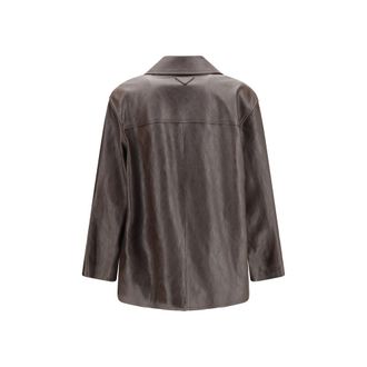 Prada Mens Brown Lamb Leather Jacket Clothing