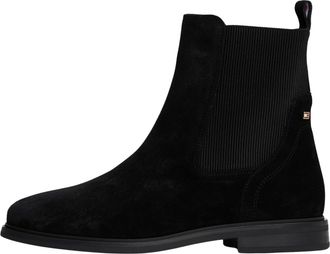 Tommy Hilfiger Damen Chelsea Boots Flag aus Wildleder, Schwarz (Black), 42