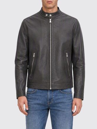 HUGO BOSS Kurze Leder-Bikerjacke mit Biker-Kragen und Metallrei&szlig;verschl&uuml;ssen