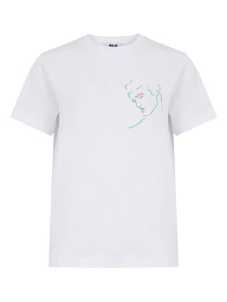 Msgm t-shirt brodé - Blanc