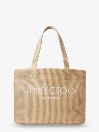Jimmy Choo London Raffia shopping bag with lettering logo on the front - JIMMY CHOO - gender_Woman