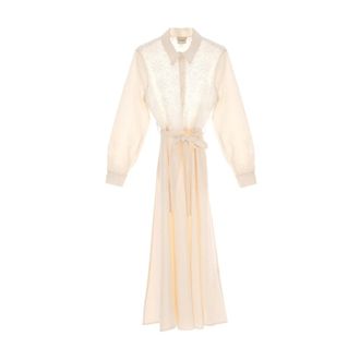 Dixie Wei&szlig;e Spitzen-Midi-Kleid mit G&uuml;rtel - - Dresses - Damen - Wei&szlig; - M