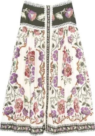 Farm Rio Farm Rio, Femme, Jupes, Multicolore, Taille: 38 FR Rococo Flowers Lace Buttoned Midi Skirt