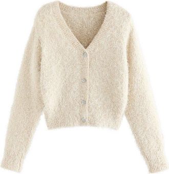 Next V-Ausschnitt-Pullover Funkelnde Wende-Strickjacke mit V-Ausschnitt (1-tlg)