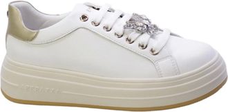 Apepazza Femme, Chaussures, Blanc, Taille: 41 EU Baskets en cuir blanc avec charme papillon
