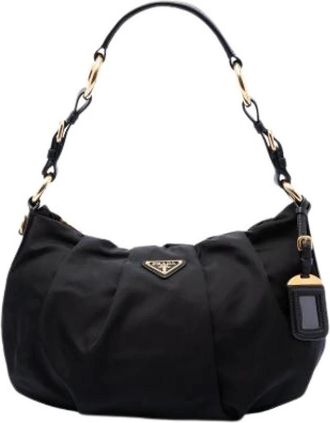 Prada Pre-owned Pleated Nylon Hobo Bag - - Pre-owned - Damen - Schwarzk - ONE SIZE