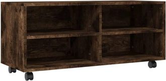 vidaXL Meuble TV sur roulettes Ch&ecirc;ne fum&eacute; 90x35x35cm Bois ding&eacute;nierie vidaXL