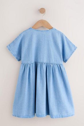 Next Jeanskleid Kurz&auml;rmeliges, durchgekn&ouml;pftes Denim-Kleid (1-tlg)