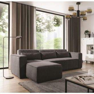 Fun M&ouml;bel Ecksofa Schlafsofa waldo Stoff Poso Anthrazit Ottomane Links