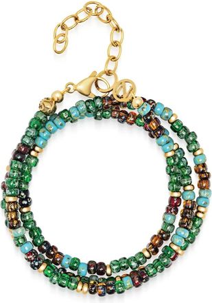 Nialaya Homme, Accessoires, Jaune, Taille: XL Green Miyuki Wrap Bracelet