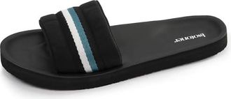 Isotoner Mules Claquettes Homme très Confortables, Bandeau coloré, 42 EU, Noir/Bleu
