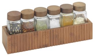 WENKO Gew&uuml;rzregal Mod. Mera mit Gew&uuml;rzstreuer Anni, Regal aus ger&auml;uchertem Bambus, zur Aufbewahrung von Gew&uuml;rzen und Gl&auml;schen