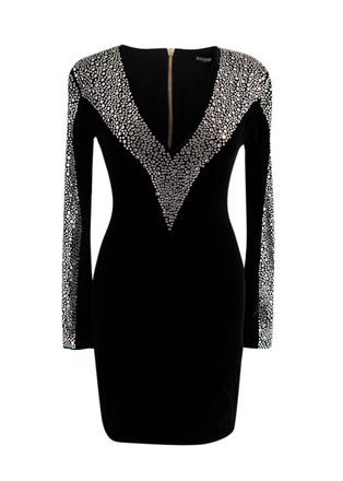 Balmain Black Velvet Embellished Dress Size XXS