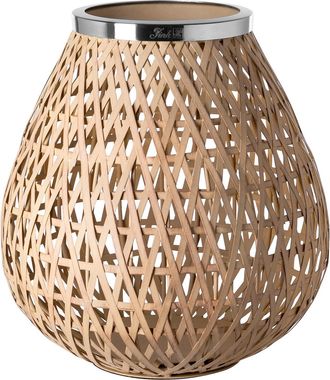 Fink großes Windlicht ohne Glas 28 cm Kerzenhalter im Flecht-Design für LED- & Stumpenkerzen