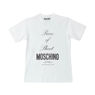 Moschino T-Shirt aus Baumwolle mit Grafikprint - - Tops - Damen - Wei&szlig; - S