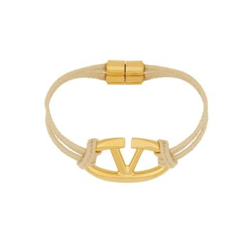 Valentino Garavani Femme, Accessoires, Beige, Taille: L Bracelet en coton beige avec VLogo