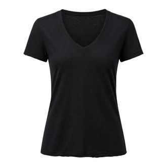 James Perse Sheer Slub Casual V Neck - - Tops - Damen - Schwarzk - XS