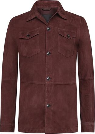 Windsor Veloursleder-Overshirt Oleano mit Kentkragen und Knopfleiste in