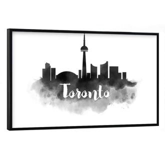 artboxONE Poster mit schwarzem Rahmen 30x20 cm St&auml;dte Watercolor Toronto Skyline - Bild Watercolor Skyline Toronto