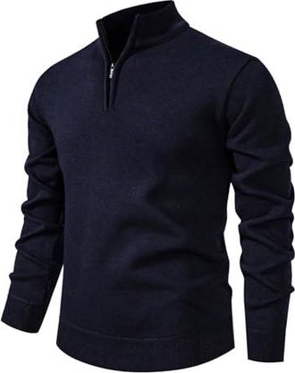 Generic Pull Homme Col Roule Zipp&eacute; Pull Camionneur De Travail, Pulls en Tricot&eacute; &Agrave; Manches Longues Sweater Couleurs Unies Coupe Slim Thermal Pullover avec Demi