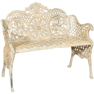 Biscottini International Biscottini - Gartenbank aus Gusseisen, 110x55x90 cm Outdoor-Sofa Liberty-Bank mit Armlehnen 2-Sitzer-Stuhl Eisenbank Terrassensofa