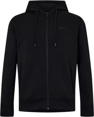 HUGO BOSS Saggy Tape X Hoodie mit durchgehendem Rei&szlig;verschluss f&uuml;r Herren (Schwarz)