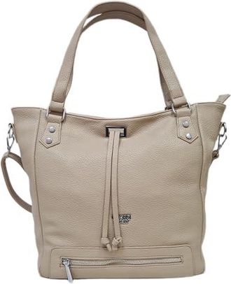 Coveri Collection Sac à bandoulière pour femme en cuir synthétique, fourre-tout avec poignées doubles, bandoulière réglable, compartiments multiples, accessoires argent