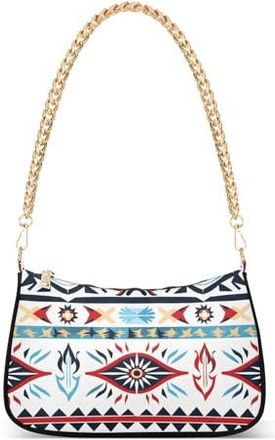 Mnsruu Sac à bandoulière pour femme, sac à main fourre-tout avec chaîne, motif frontières amérindiennes, Multicolore 8., Taille unique