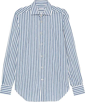 Kiton chemise boutonnée à rayures - Bleu