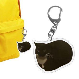 Generic Porte-cl&eacute;s en acrylique 2D avec cordon pour cl&eacute;s de voiture, sacs &agrave; dos, sacs &agrave; main, enfants et adultes, Little Black Cat Porte-cl&eacute;s 3,5 cm, Refer to