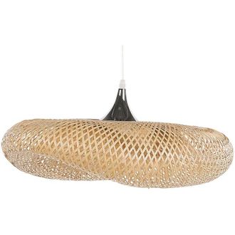 Beliani Lampe Luminaire Suspension Design 80 cm en Bambou E27 40W &Eacute;clairage pour Salon Cuisine ou Salle &agrave; Manger au Style Scandinave Moderne et Boho Beliani