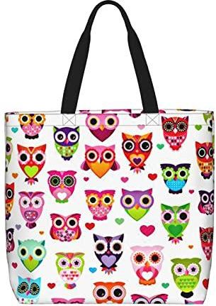 Generic Sac De Courses Motif Hibou Sac Biblioth&egrave;que Pliable Lavables Sacs En Toile Pour Femmes, Pour Femmes, Tous Les Jours, Shopping, Burea