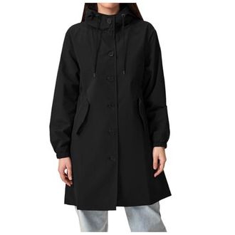 Generic Trench-coat pour femme Manteau long &agrave; capuche grande taille coupe-vent &eacute;l&eacute;gant pour dames confortables et amples, Noir, 4XL