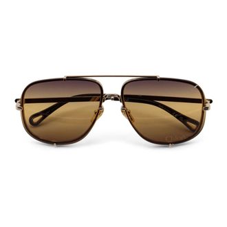 Chlo&eacute; Femme, Accessoires, Jaune, Taille: 62 MM Ch0348S Lunettes de soleil Aviateur