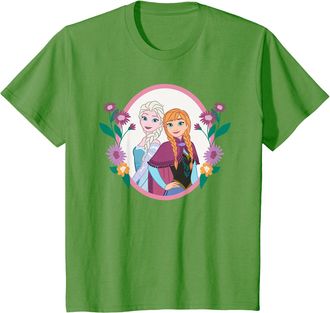 Disney Princess Frozen Elsa and Anna Easter Spring Flowers T-Shirt