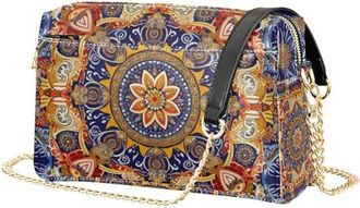 Mnsruu Sacs à bandoulière pour femme, sac à main en cuir avec éléments mandala arabesques