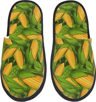 Generic Imprimé Maïs Frais Pantoufles Moelleuses Hiver Pantoufles En Peluche Légères Chausson Pour Unisex Chambre Extérieur M
