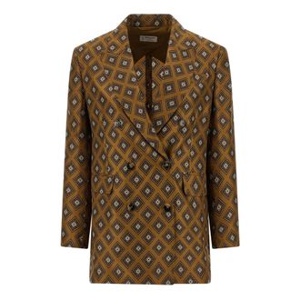 Alberto Biani Femme, Vestes, Brun, Taille: 42 FR Blazer crois&eacute; avec ceinture en soie