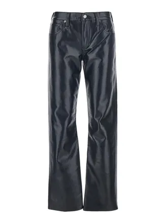 A Gold E Leather Blend Recycled Trousers - Black