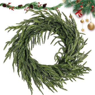 Generic Norfolk Kiefernkranz, realistischer,19,6-Zoll-k&uuml;nstliches k&uuml;nstliches Kieferngr&uuml;n f&uuml;r Weihnachten - Weihnachtsdekorationen f&uuml;r den Au&szlig;enbereich, saiso