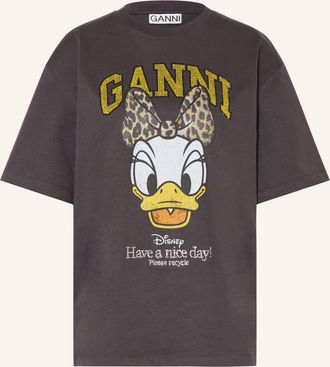 Ganni T-Shirt Mit Schmucksteinen grau